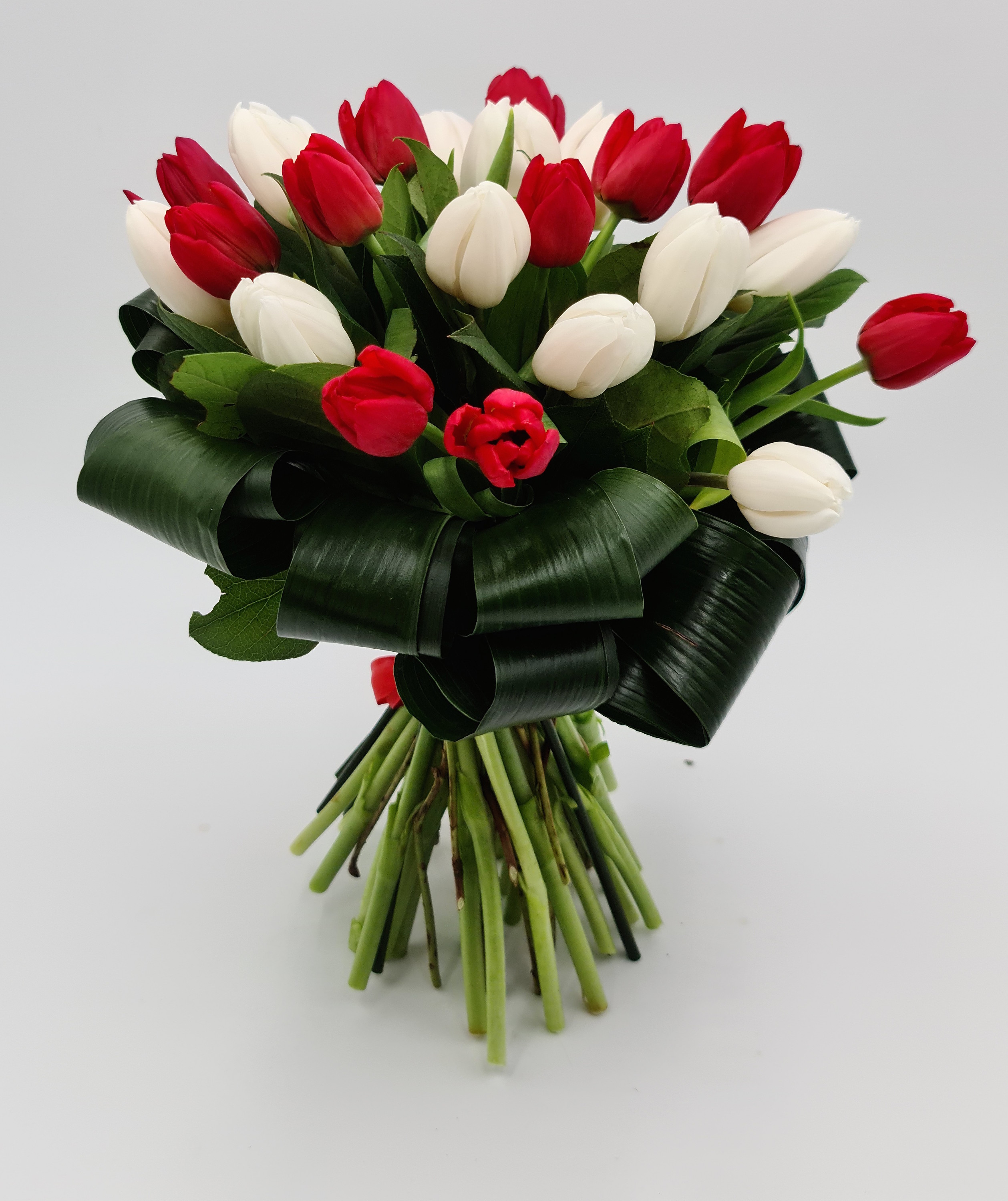 Buchet lalele rosii si albe