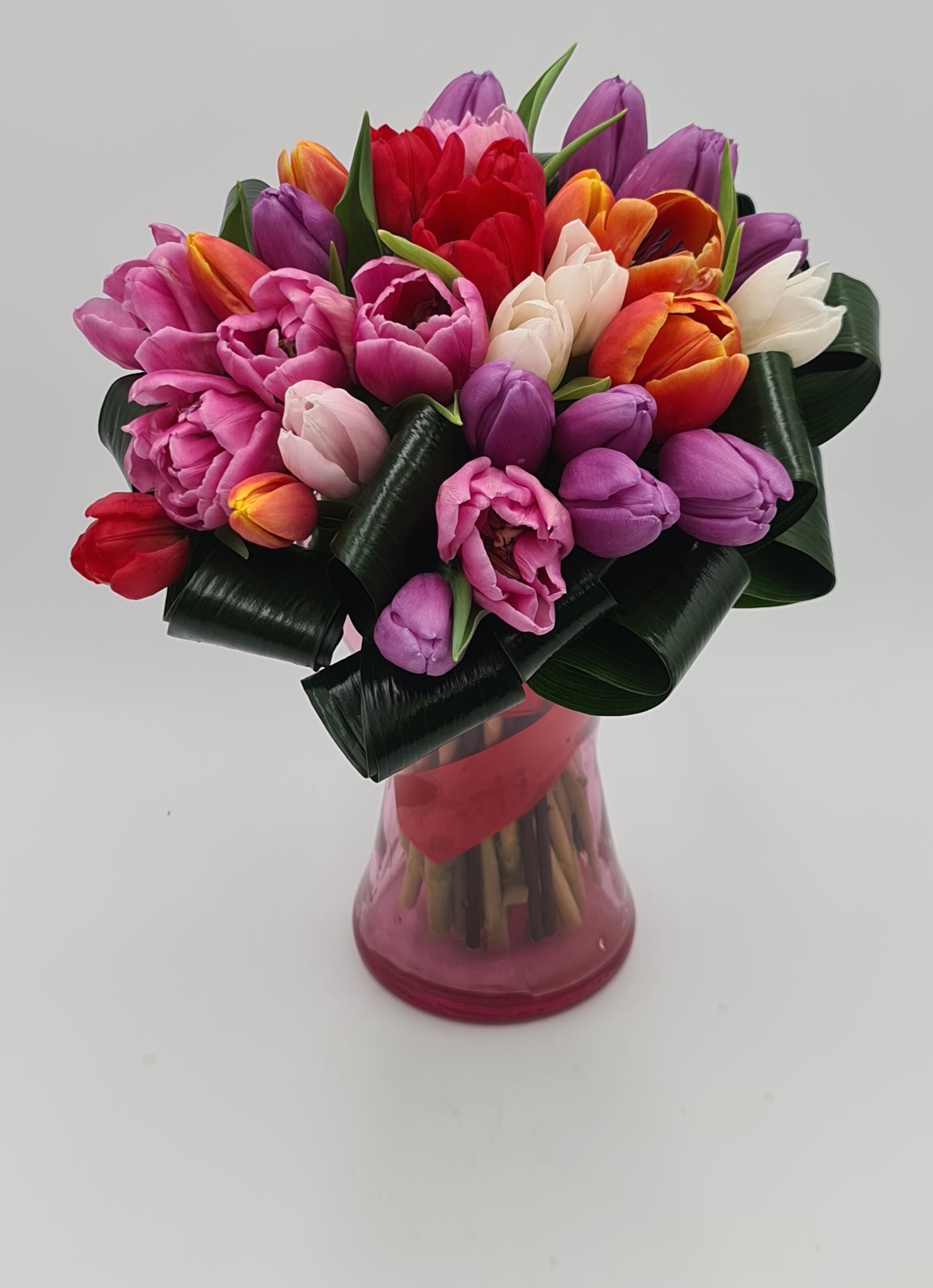 Buchet de 33 de lalele multicolore personalizat