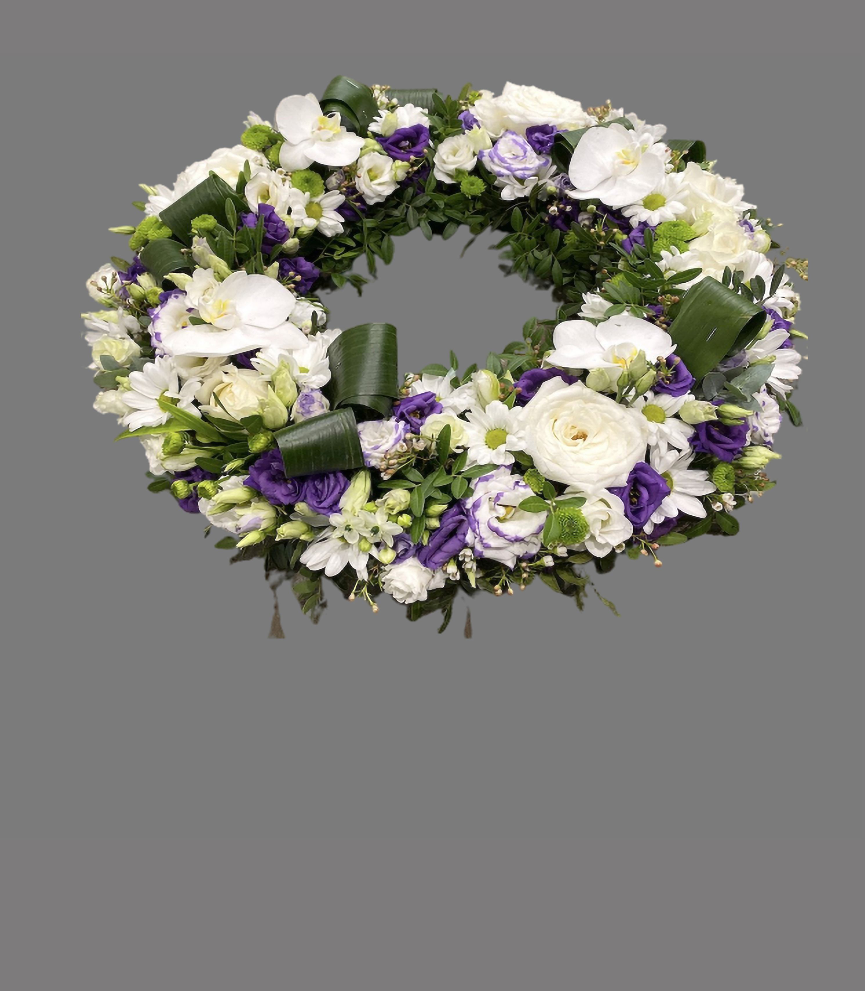 Aranjament funerar Alb si Mov